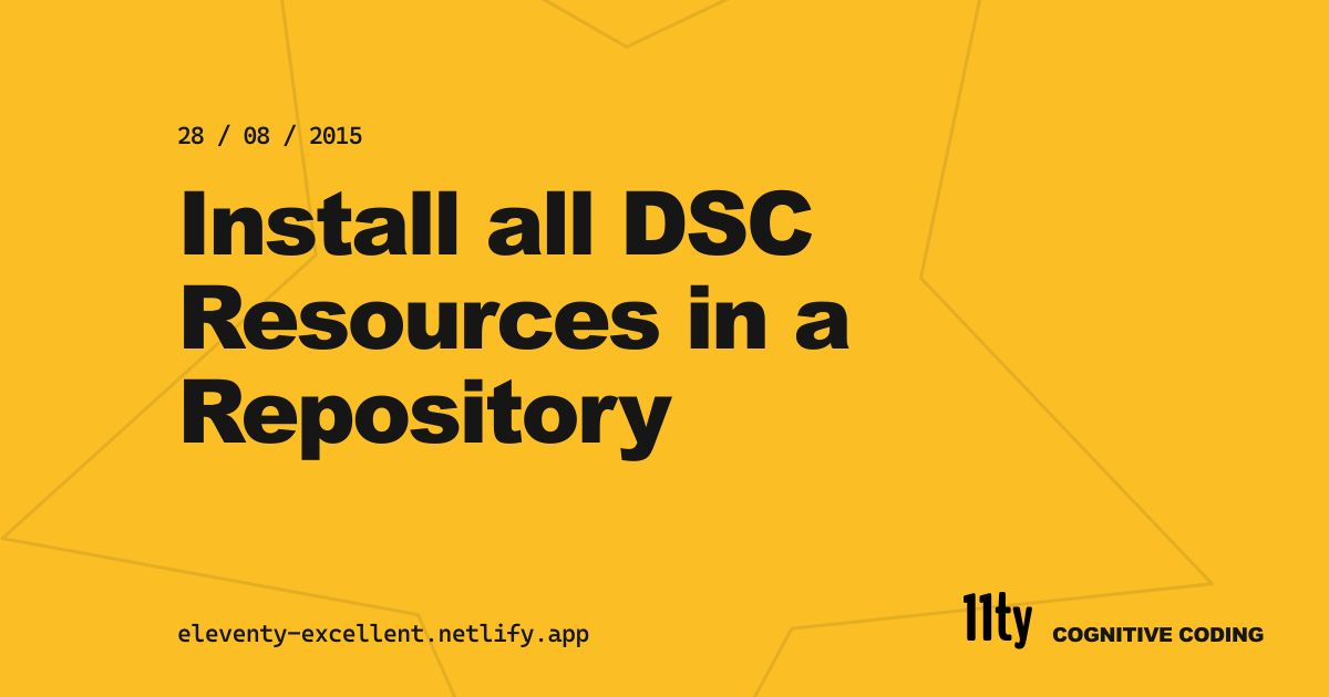 Install all DSC Resources in a Repository